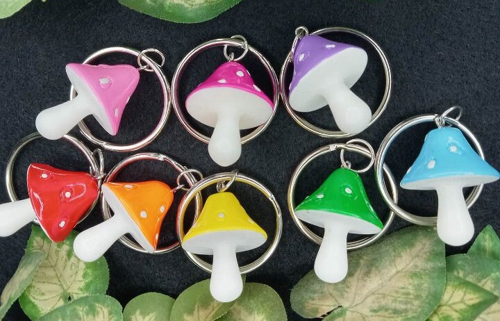 Red Fairy Toadstool Mushroom Handmade Plastic Key Chain - Etsy