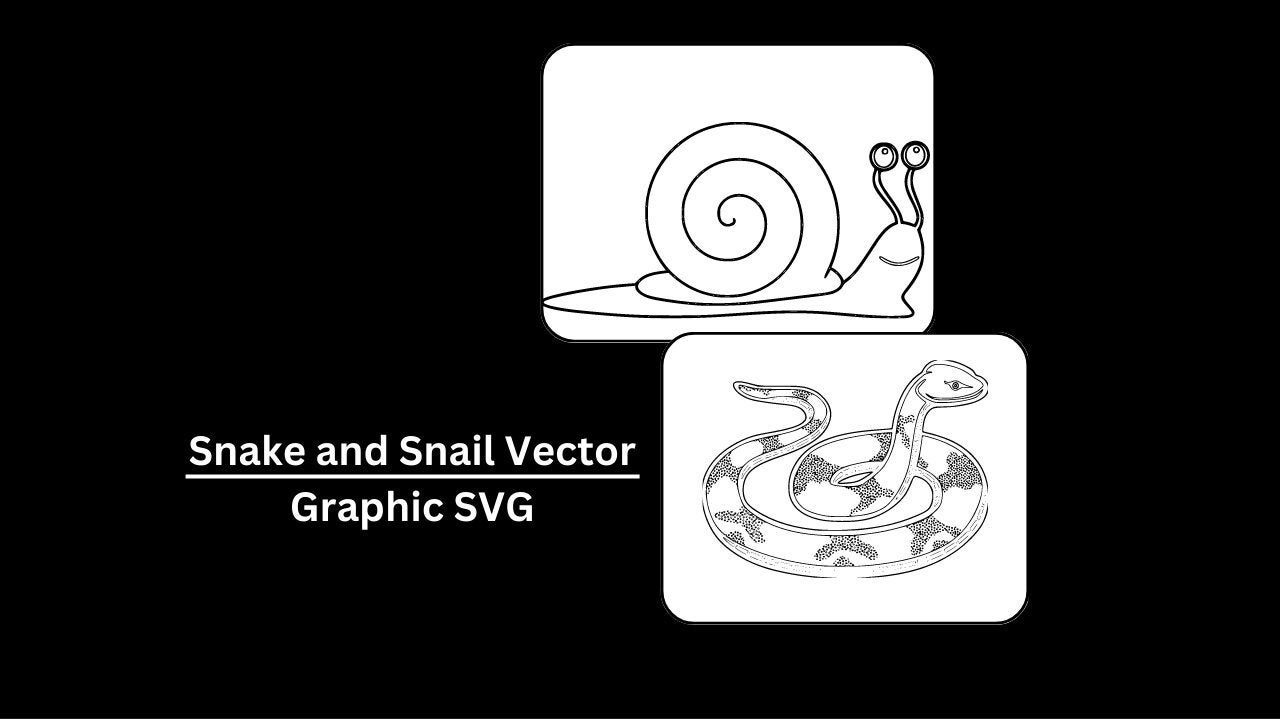 Snake and Snail SVG Vector Graphic, to Download as SVG, 2 in One Zip ...