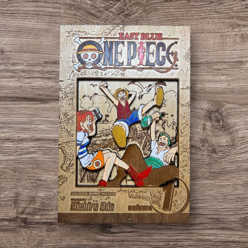 3D Wooden One Piece Manga Book Cover - Etsy