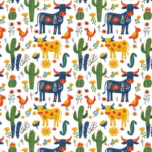 Colorful Longhorn Cows Seamless Pattern | Continuous Pattern | Repeat ...