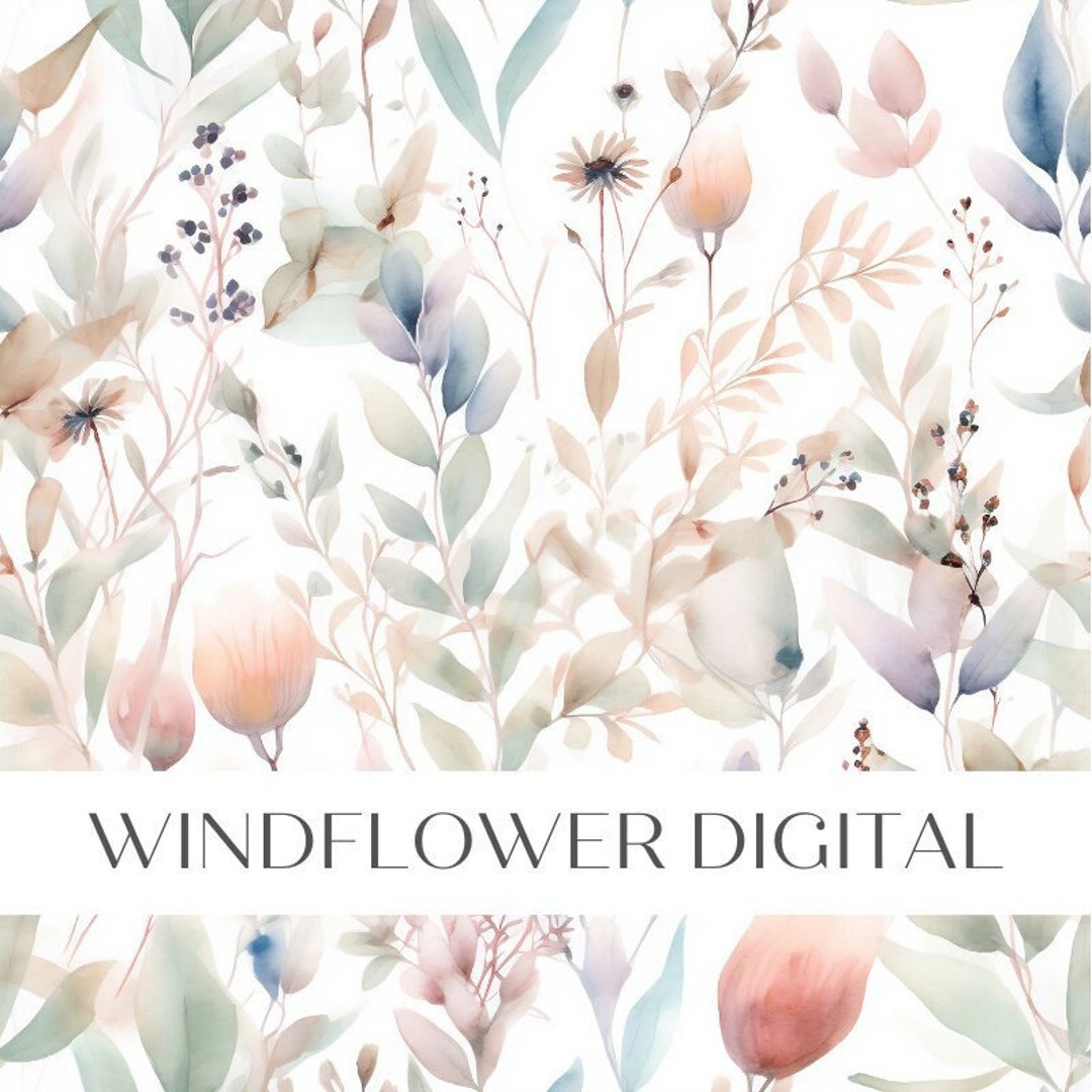 Wildflower Seamless Pattern Watercolor Fabric Pattern, Craft Design Pattern, Commercial ...