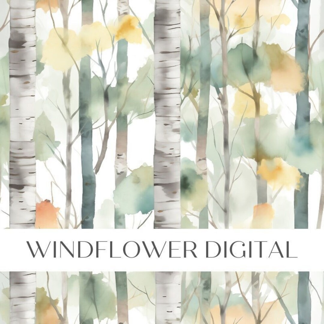 Birch Tree Forest Seamless Pattern | Continuous Pattern for Commercial ...