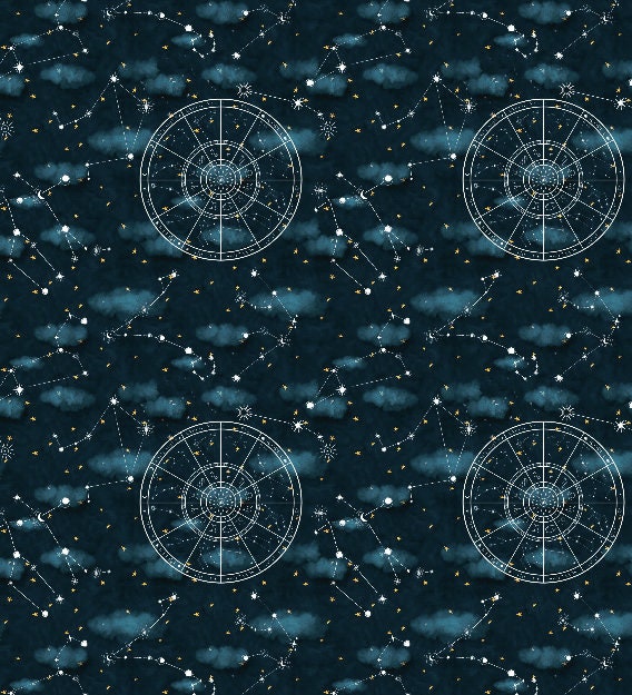 Zodiac Night Sky Seamless Pattern, Astrological Stars, Repeating Tile ...