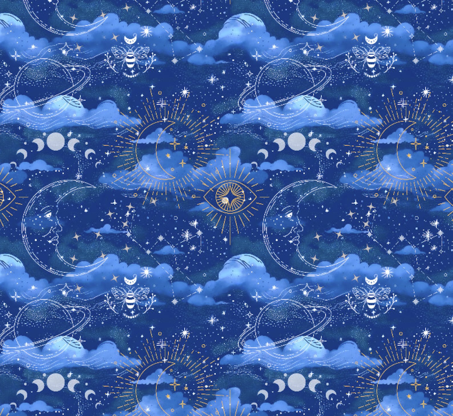 Celestial Sky Seamless Pattern Moon and Stars Art Pattern for ...