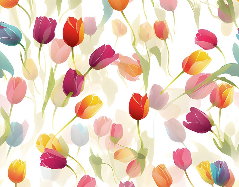 Colorful Tulips Seamless Pattern | Springtime Floral Repeating Pattern ...