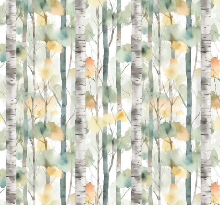 Birch Tree Forest Seamless Pattern | Continuous Pattern for Commercial ...