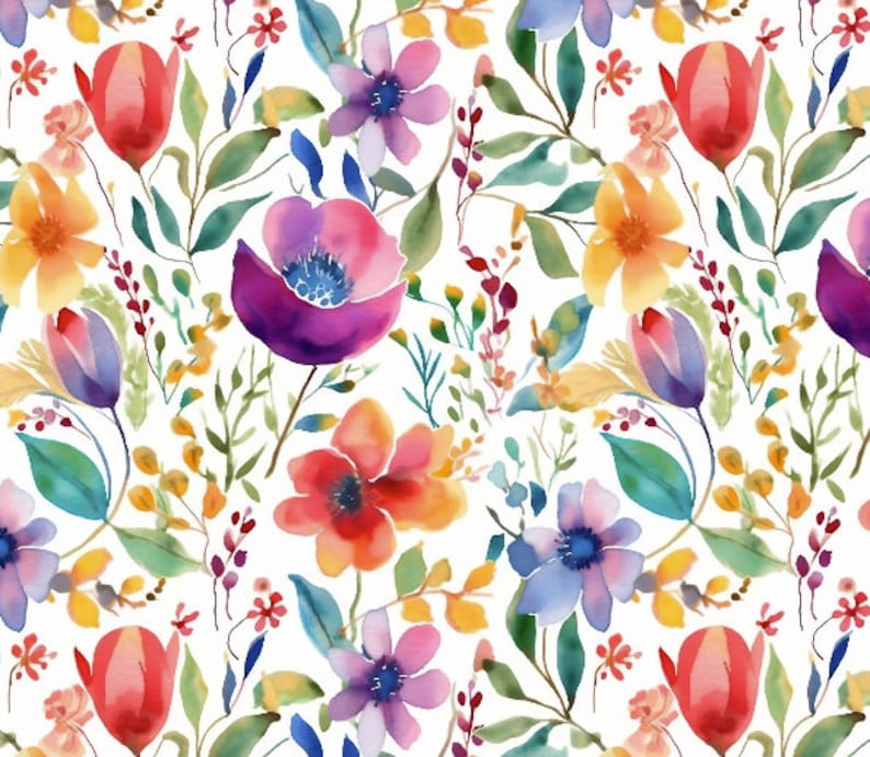 Watercolor Flower Garden Seamless Pattern | Continuous Pattern | Repeat ...