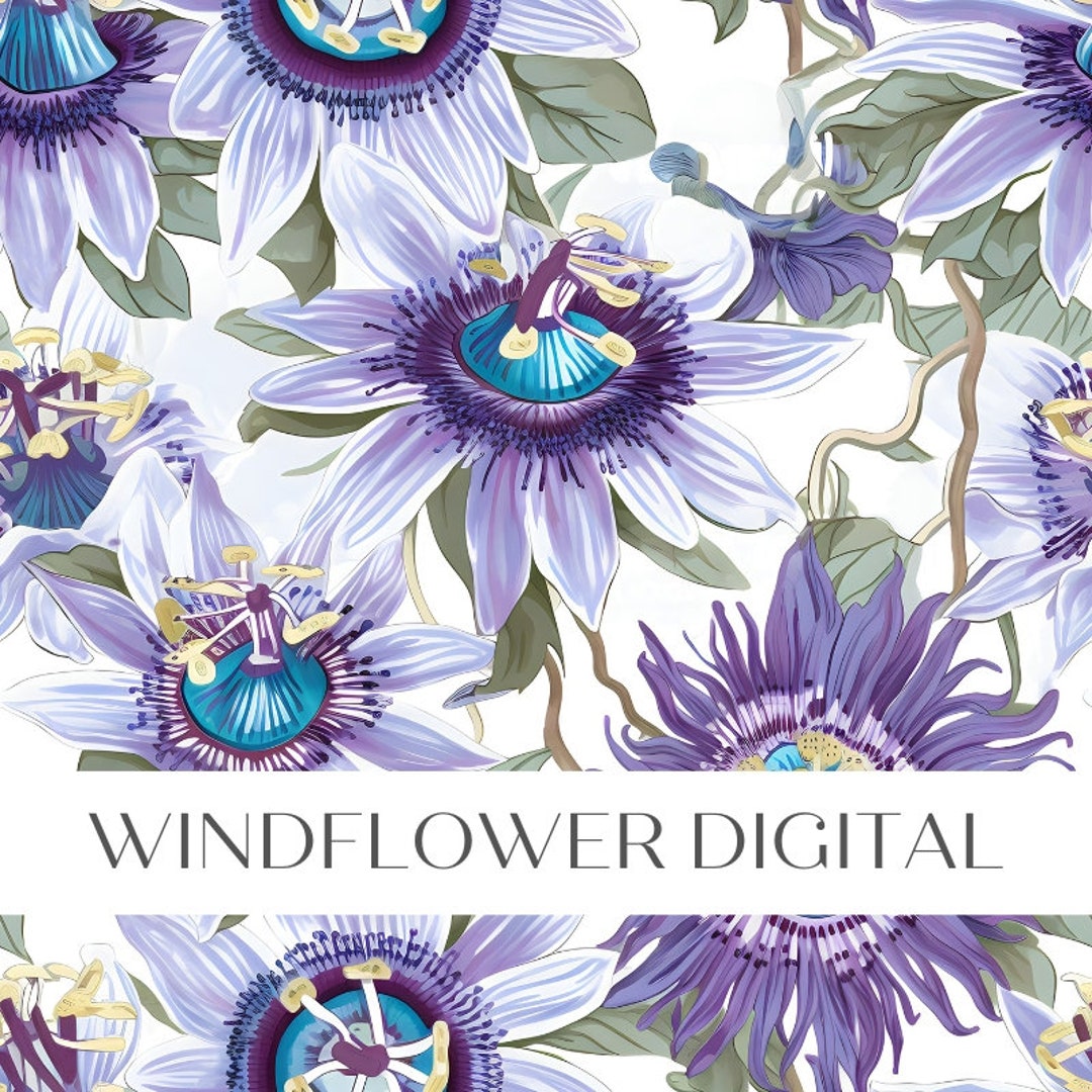 Passion Flowers Seamless Pattern Repeating Pattern for - Etsy
