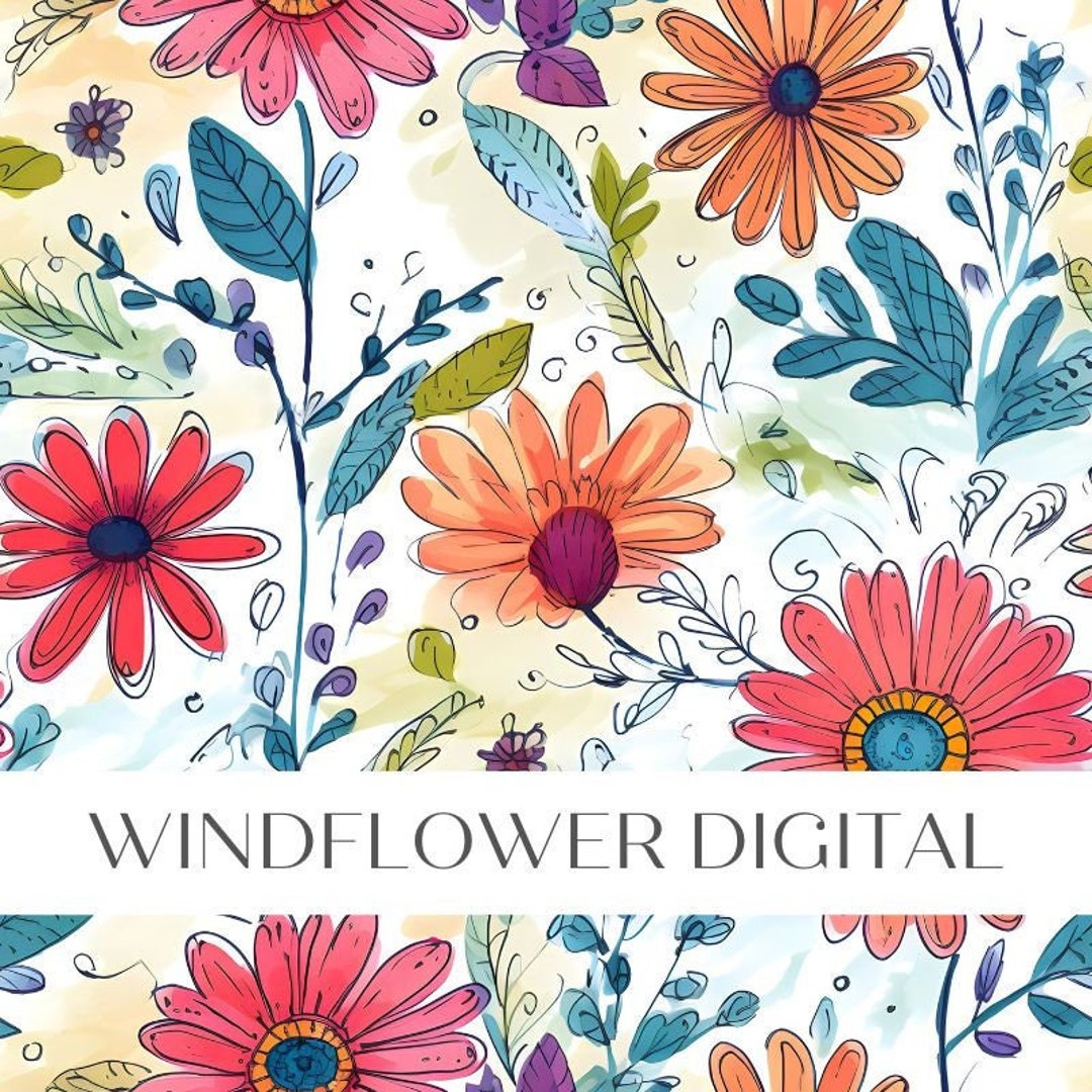 Flower Garden Seamless Pattern | Boho Floral Art Design Digital ...