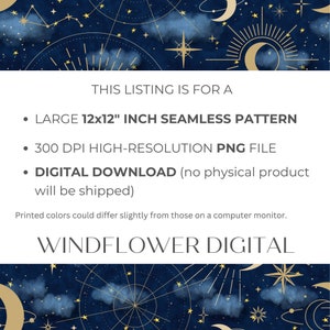 Celestial Moons Seamless Pattern, Starry Night Sky, Repeating Tile File ...
