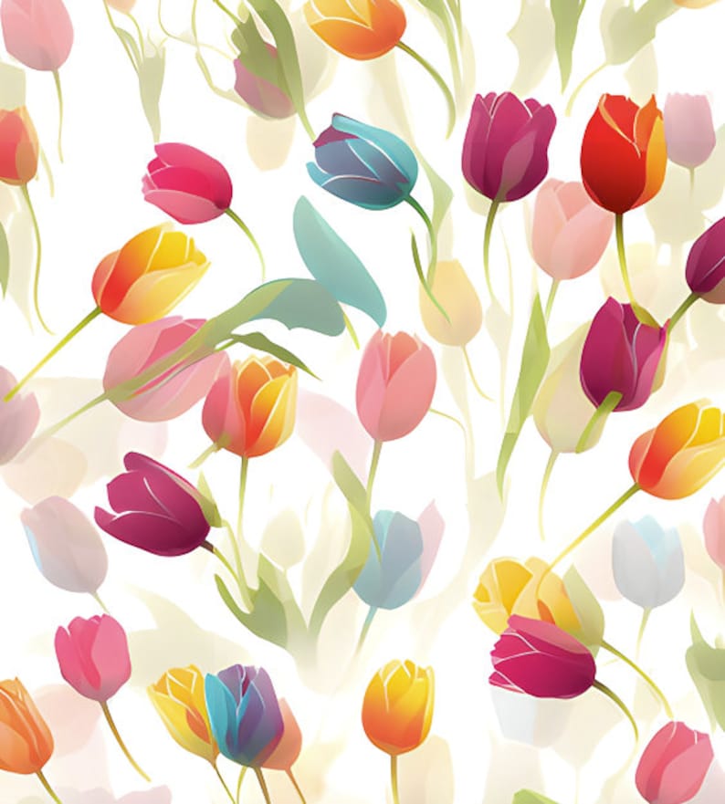 Colorful Tulips Seamless Pattern | Springtime Floral Repeating Pattern ...