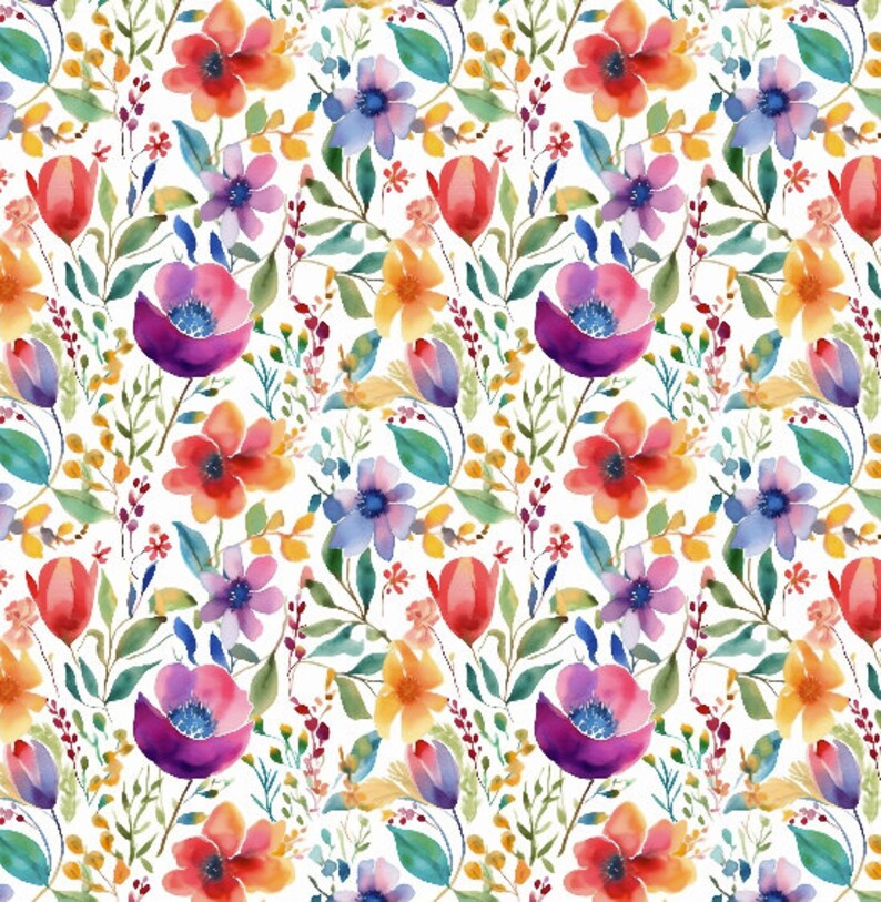 Watercolor Flower Garden Seamless Pattern | Continuous Pattern | Repeat ...