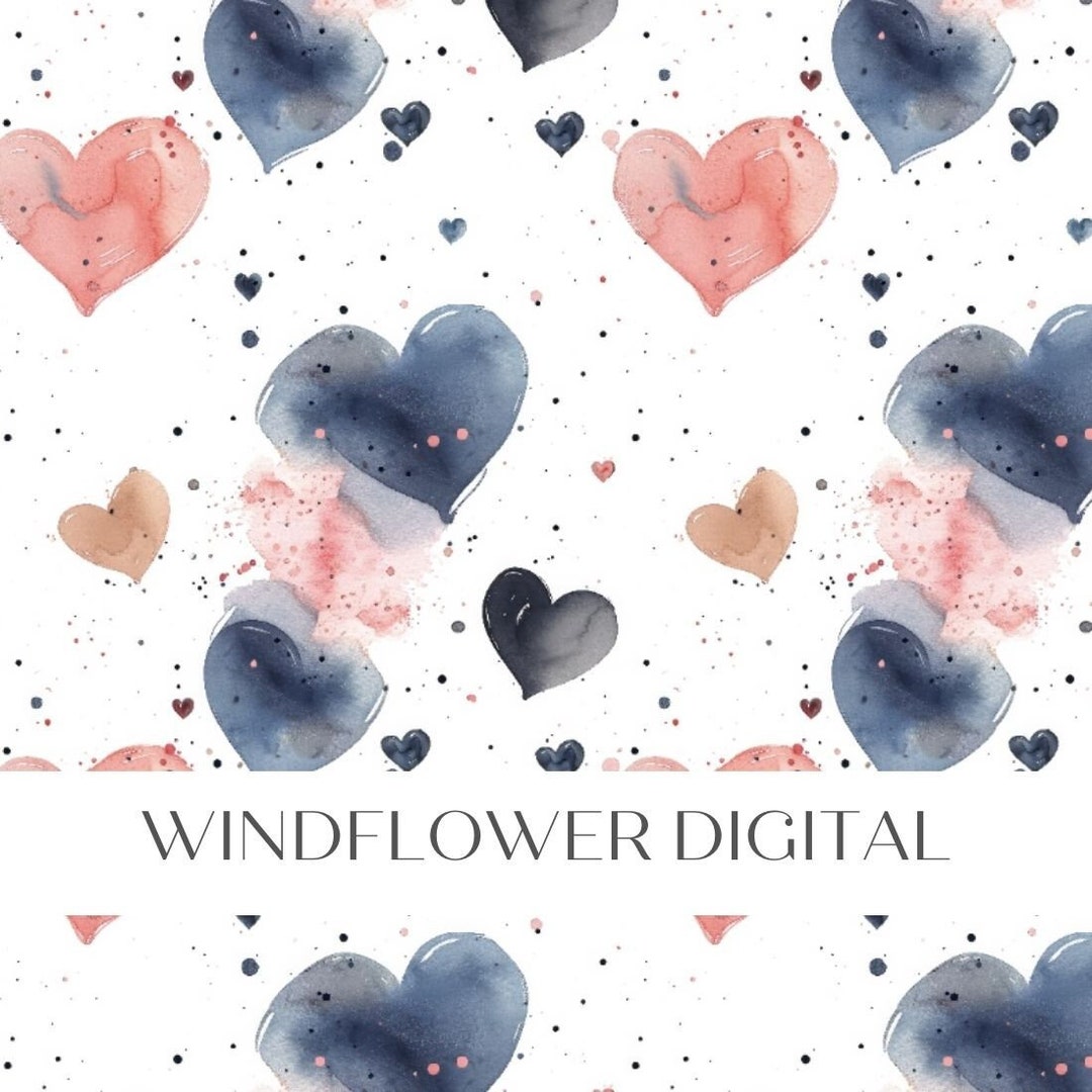 Watercolor Hearts Seamless Pattern | Continuous Pattern | Repeat Tile ...