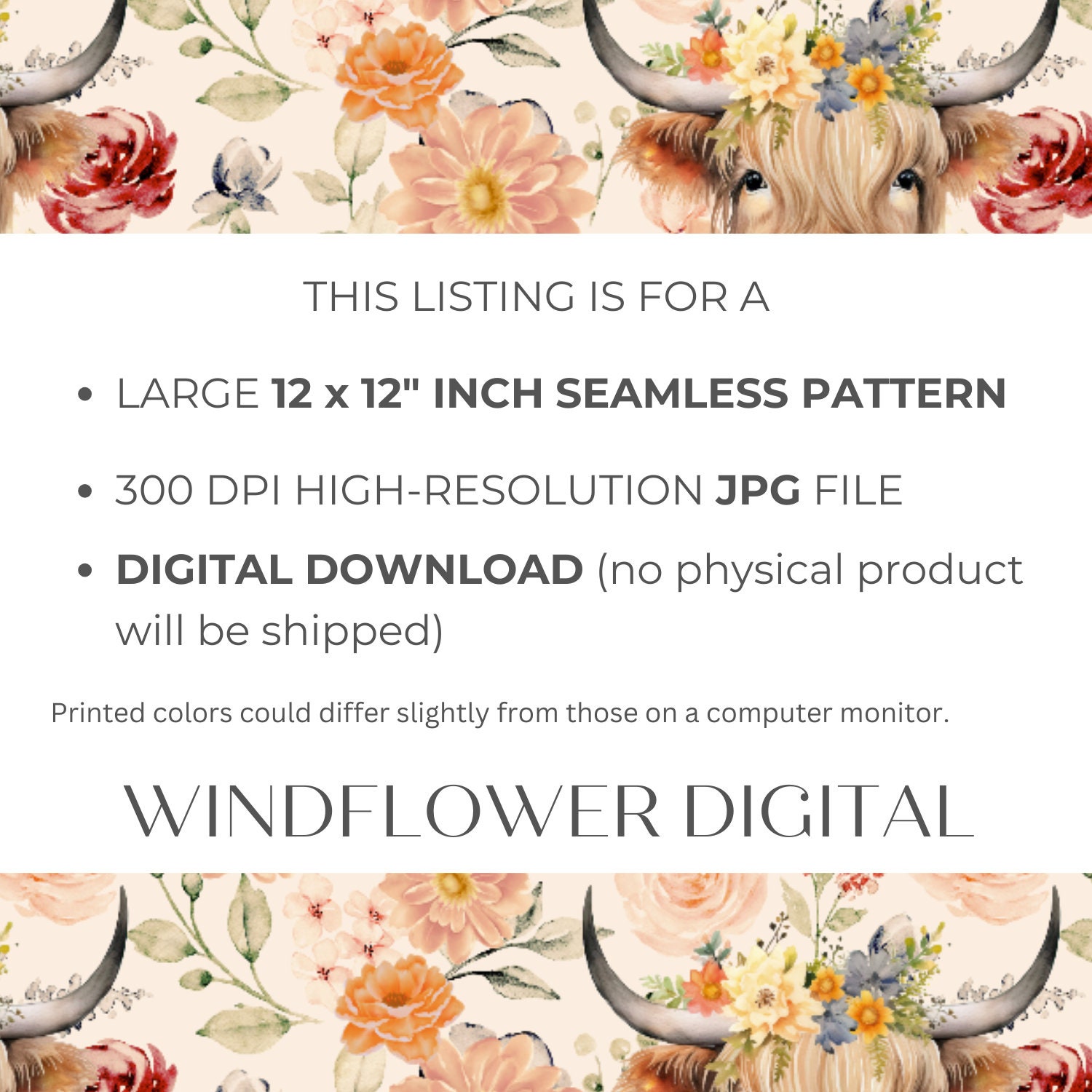 Highland Cow Seamless Pattern Western Pattern for Personal and ...