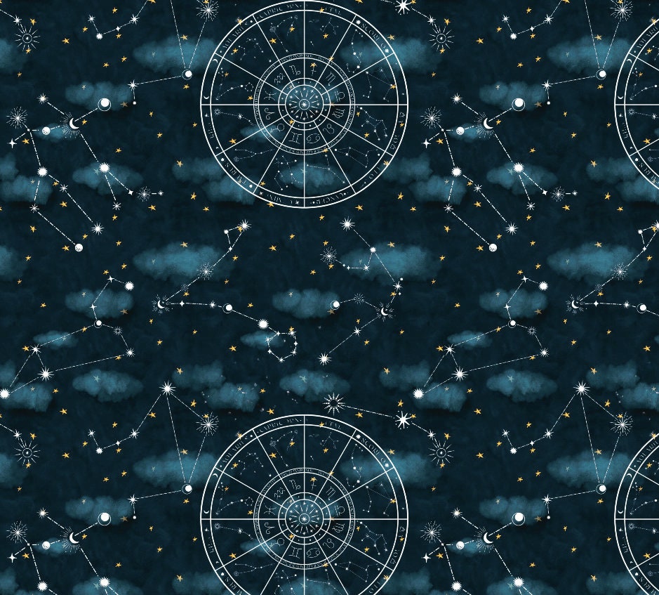 Zodiac Night Sky Seamless Pattern, Astrological Stars, Repeating Tile ...