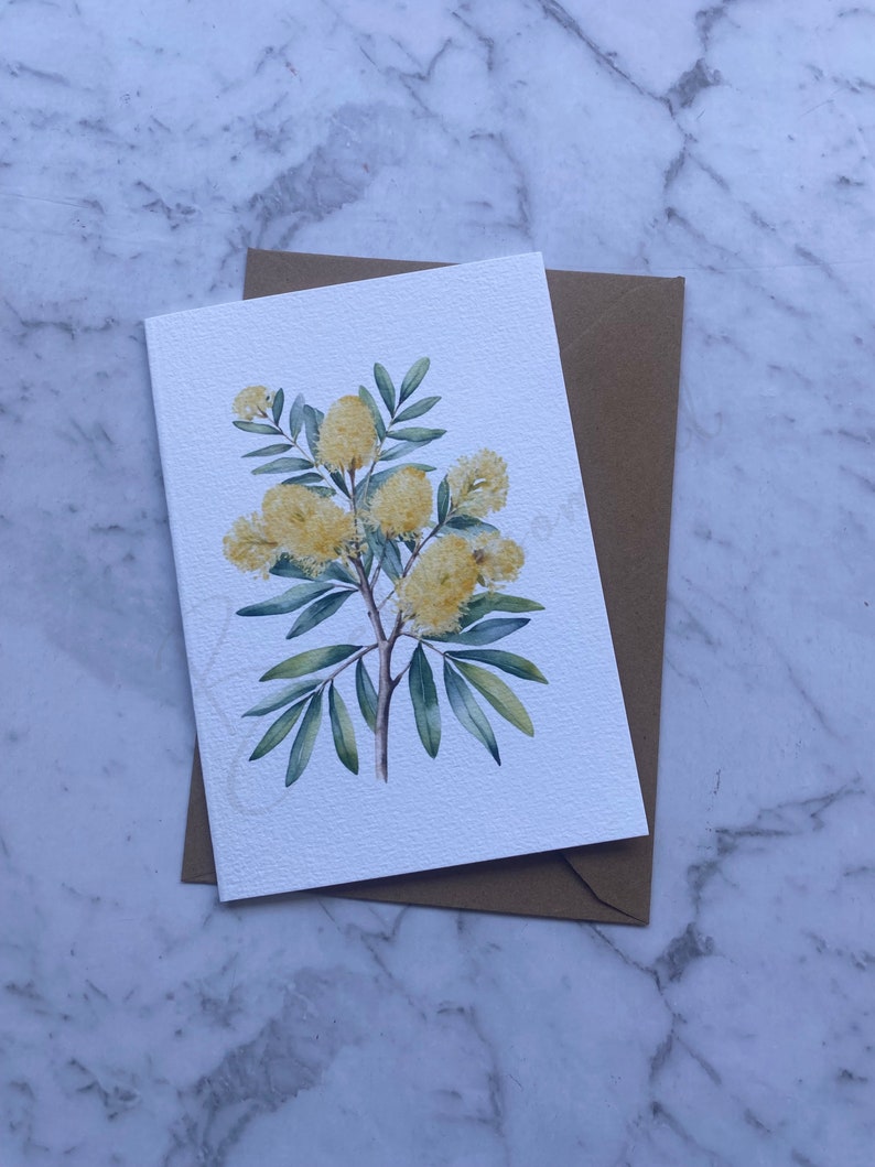 Australian Native Wattle Greeting Card Including Envelope A6 10.5 X 14. ...