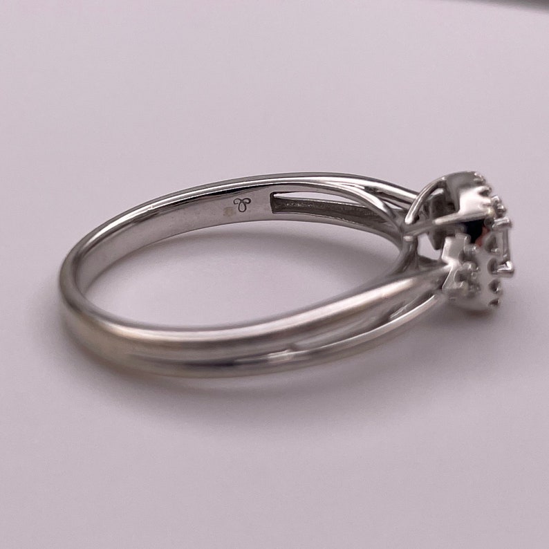 Vintage 10K Diamond Halo Engagement Ring, Baguette Center, White Gold ...
