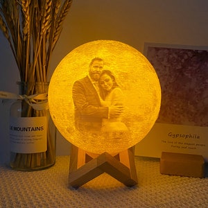 Custom Photo 3D Moon Lamp, Personalized Photo Printed Lunar Night Moon ...