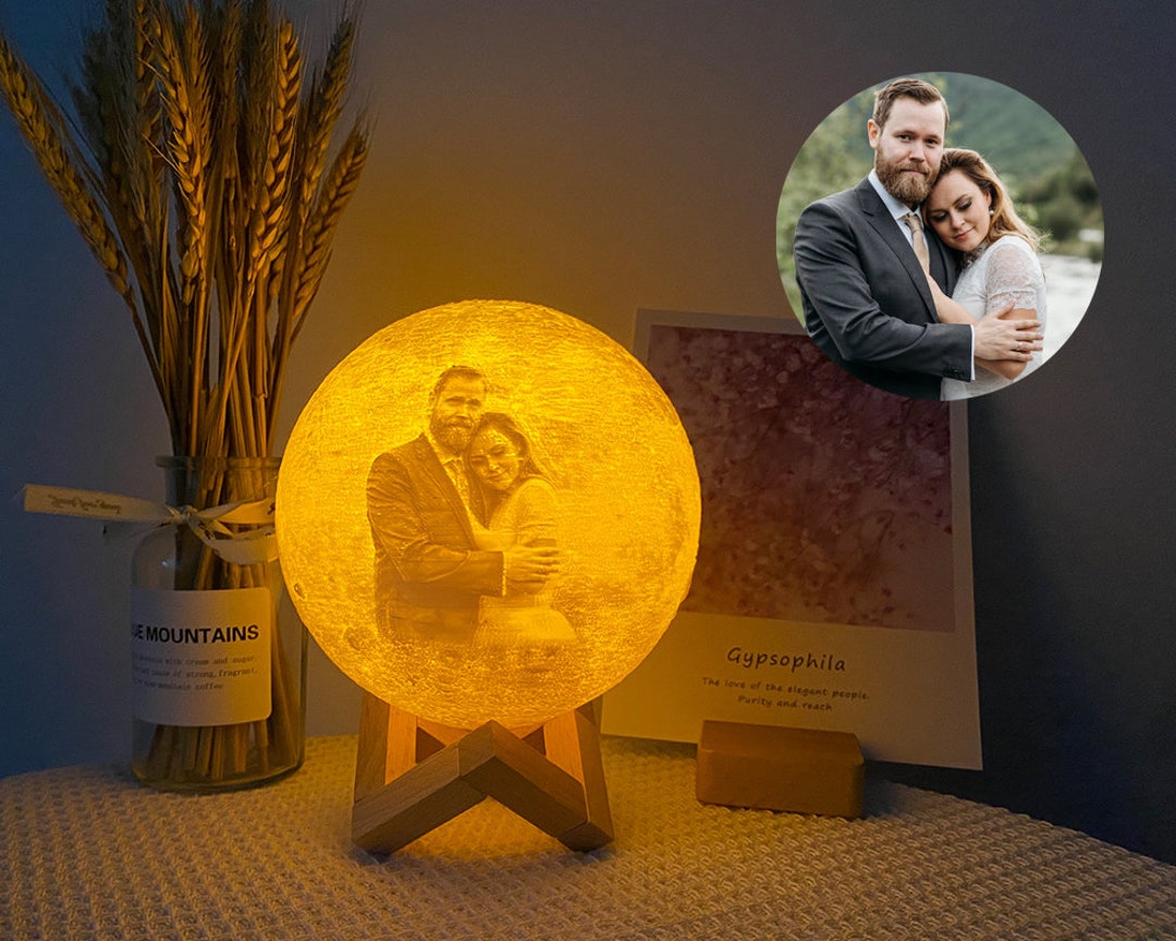 Custom Photo 3D Moon Lamp, Personalized Photo Printed Lunar Night Moon ...