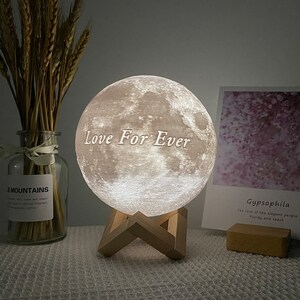 Custom Photo 3D Moon Lamp, Personalized Photo Printed Lunar Night Moon ...