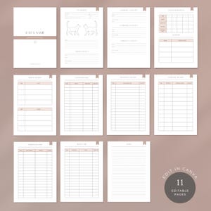 Cat Health Record Journal | Feline Wellness Tracker PDF | Editable Cat ...