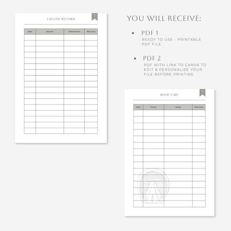 Horse Health Record Journal | Equine Wellness Tracker PDF | Editable ...