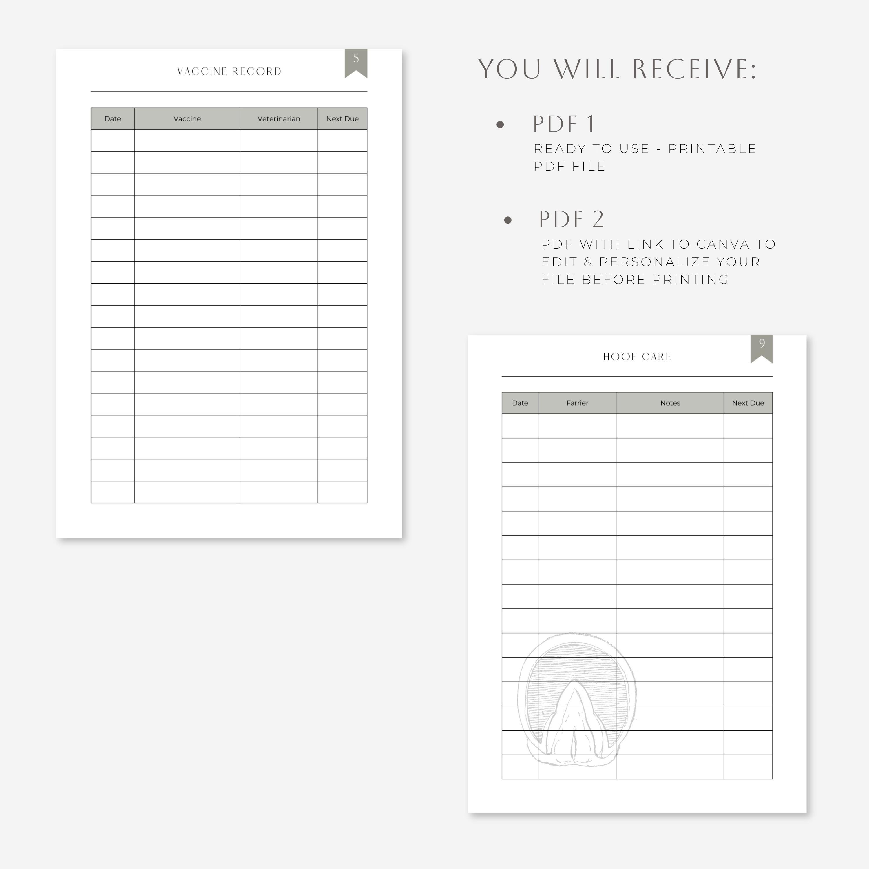 Horse Health Record Journal | Equine Wellness Tracker PDF | Editable ...