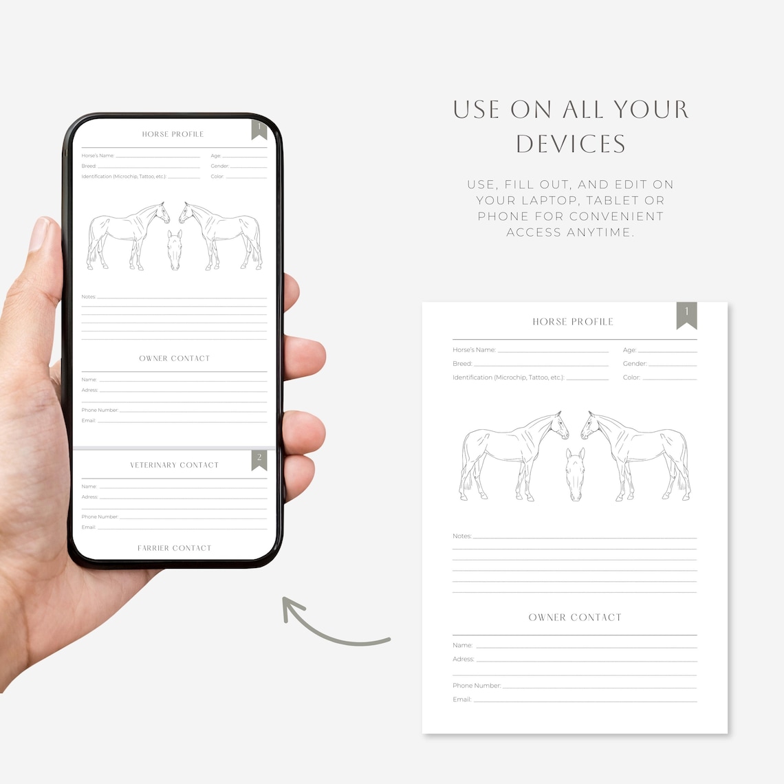 Horse Health Record Journal | Equine Wellness Tracker PDF | Editable ...