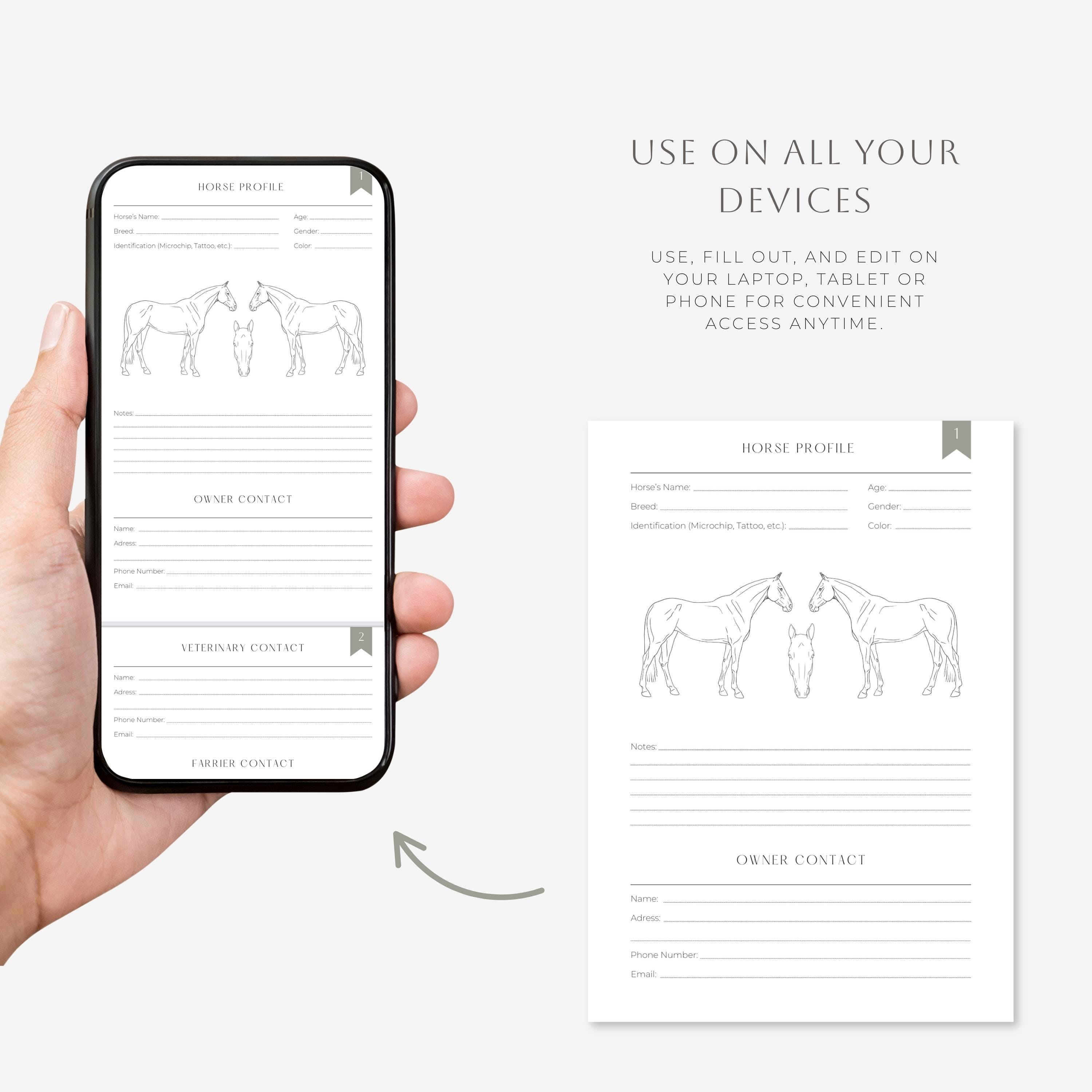 Horse Health Record Journal | Equine Wellness Tracker PDF | Editable ...
