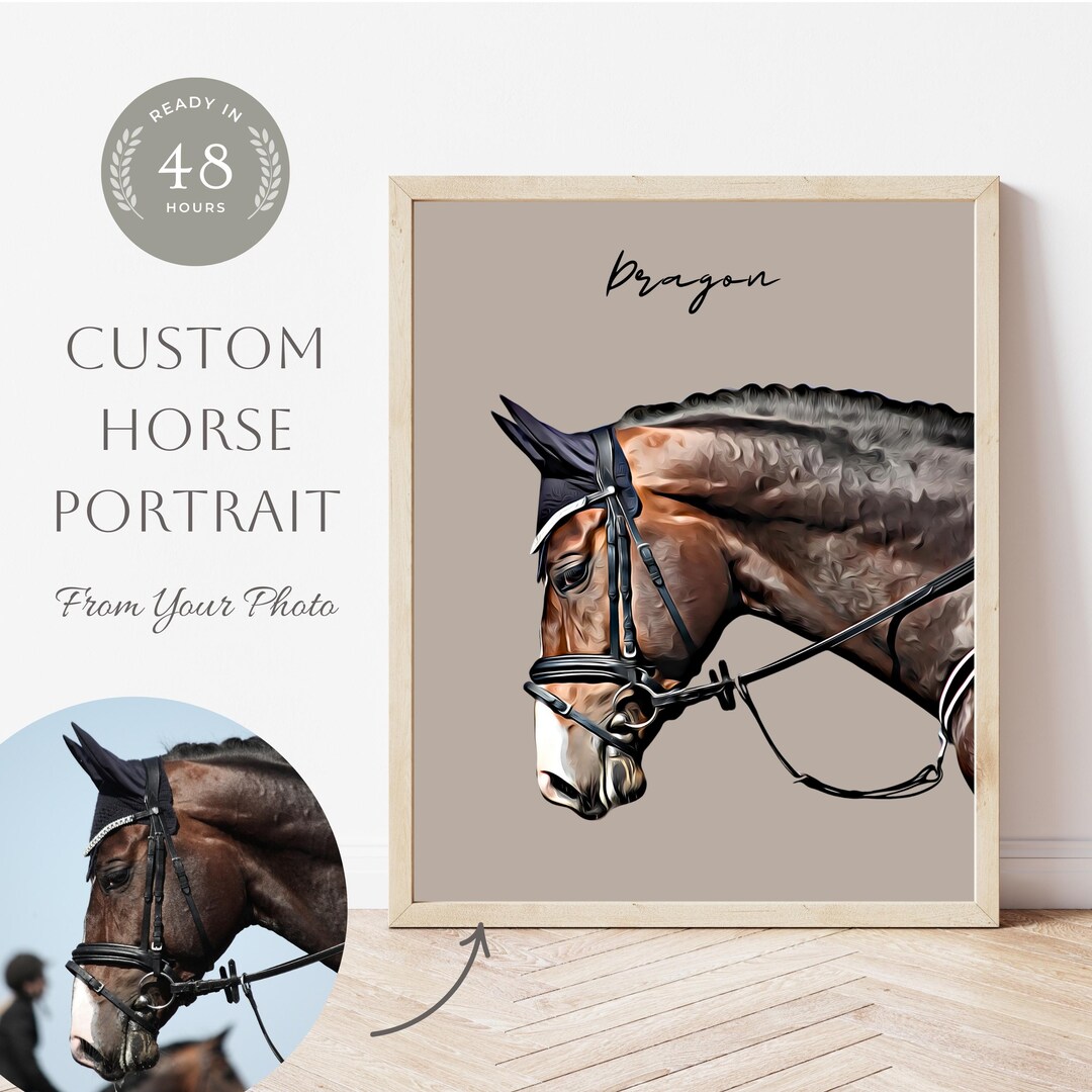 Custom Horse Portrait | Custom Horse Gift | Custom Pet Portrait ...