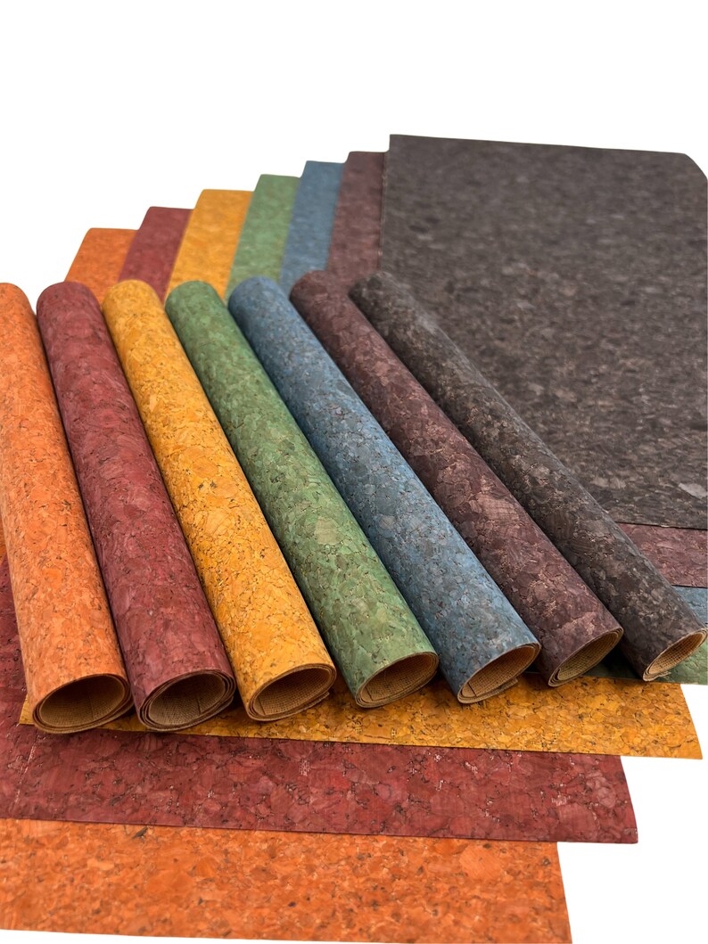 COLORED CORK Print Design Thin 0,5mm Wood Leather Sheets 7.7x13 DIY ...