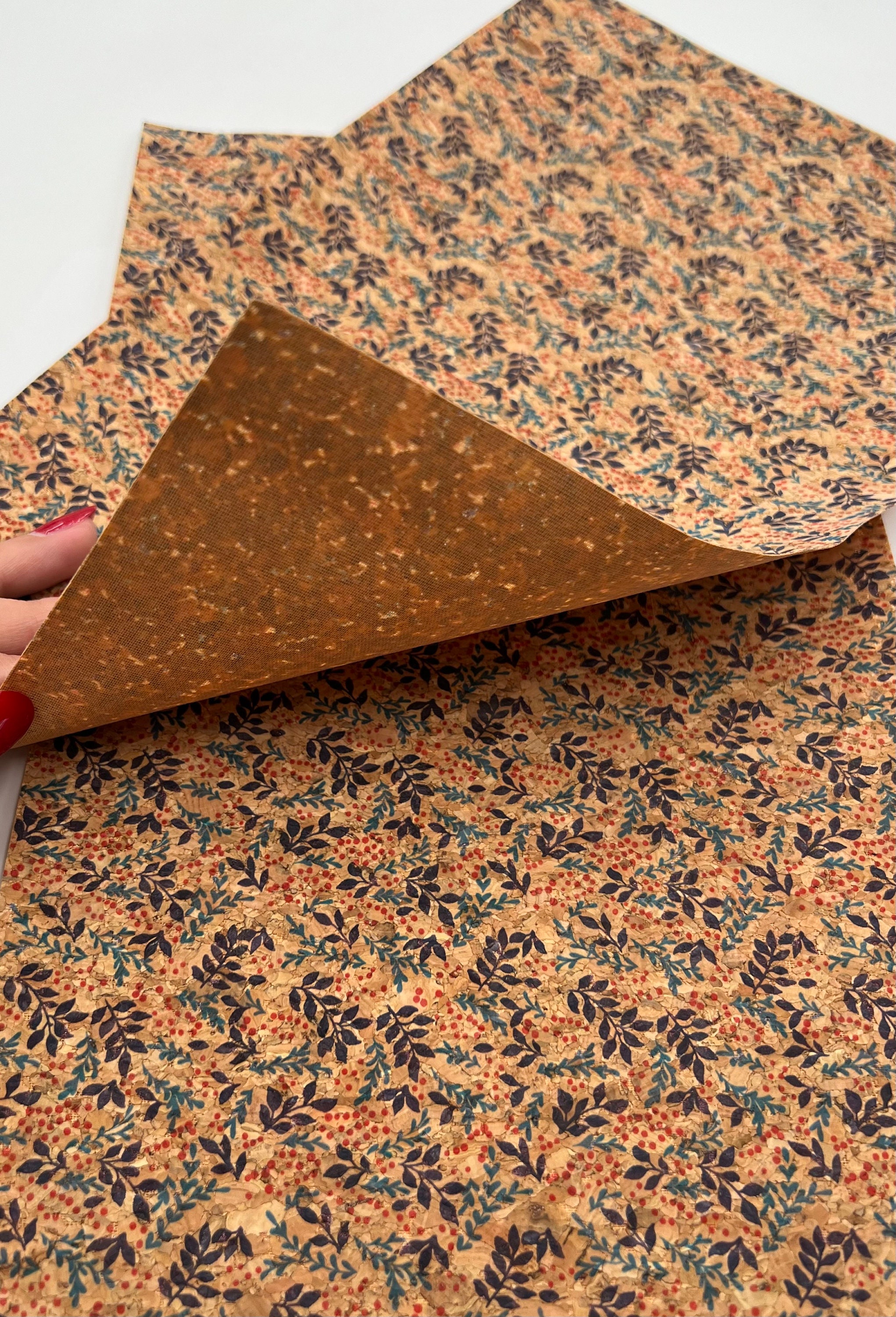 CORK Print Flower Design Thin Wood Leather Sheets 7.7x13 - Etsy