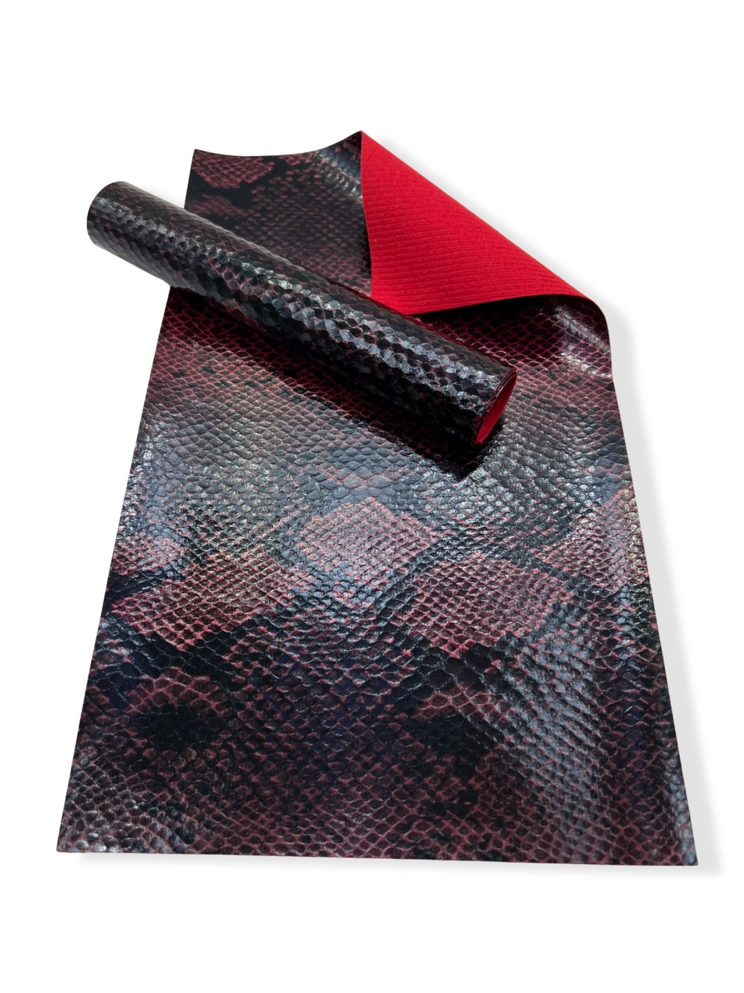 SNAKE Design and Textured Faux Leather Sheets Dark Red SNAKE - Etsy