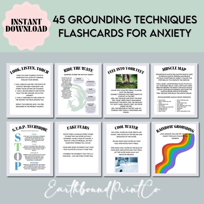 Grounding Techniques, Coping Skills Cards, Anxiety Cards, Calming ...