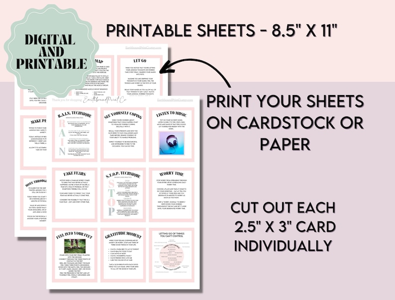 Grounding Techniques, Coping Skills Cards, Anxiety Cards, Calming ...