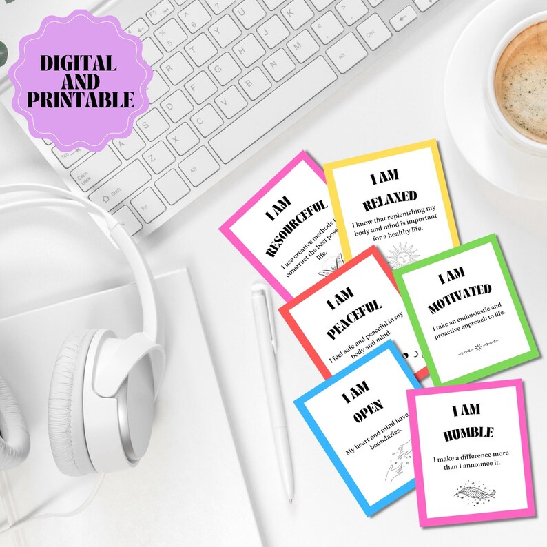 Positive Affirmations, Positive Quote Flash Cards, Mindfulness Cards ...