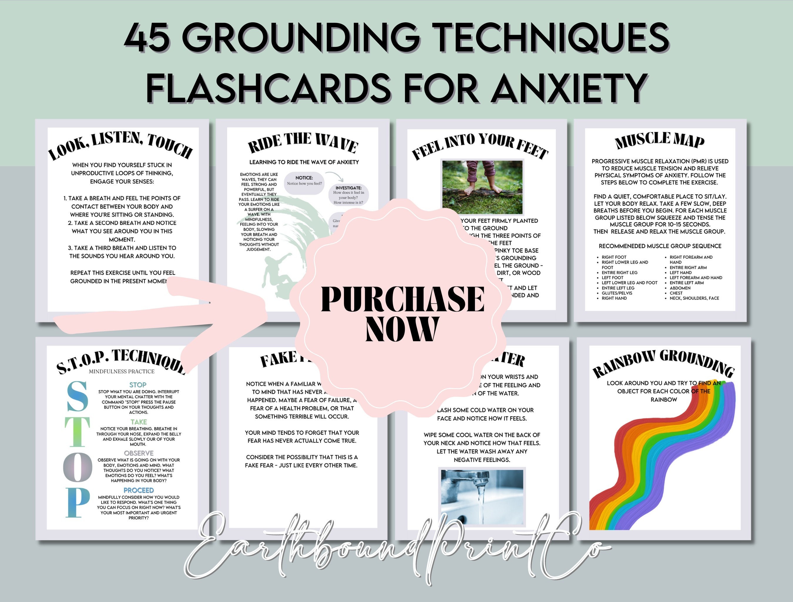 Grounding Techniques Coping Skills Cards Anxiety Cards - Etsy