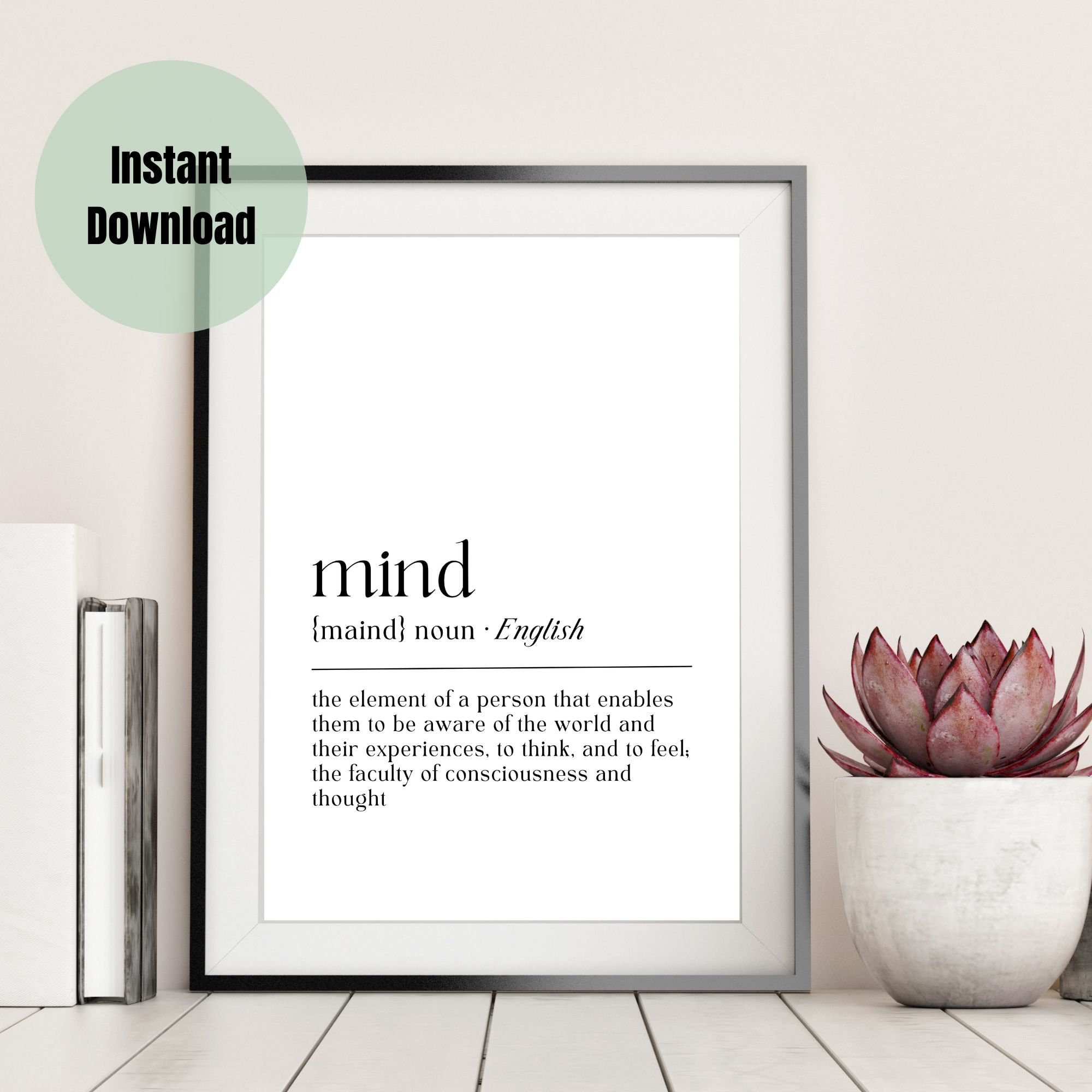 Mind Definition Print | Mind Body Soul Wall Art | Self Love Printable ...