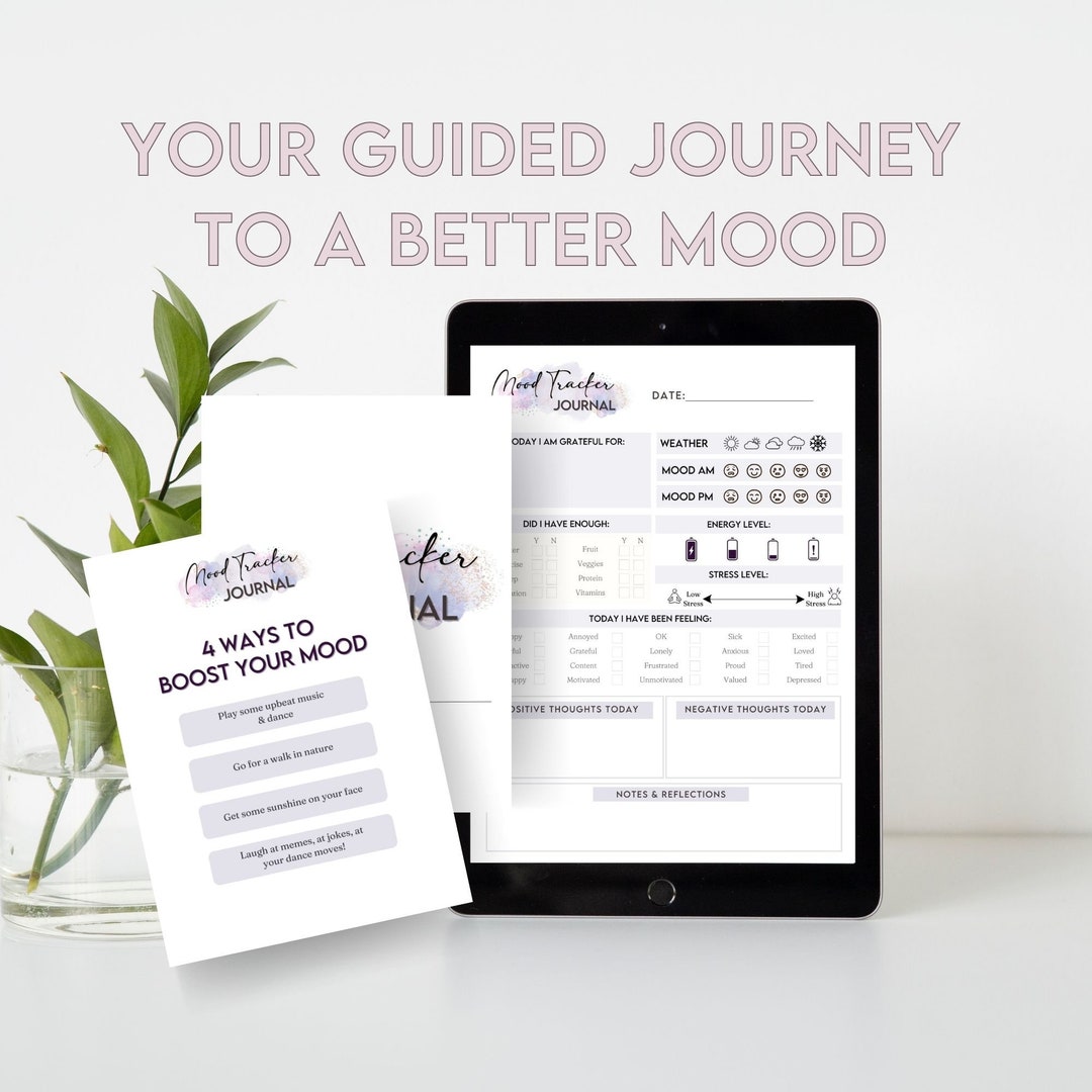 Mood Tracker Planner Daily Mood Journal Self Care Kit Worksheets Mood ...