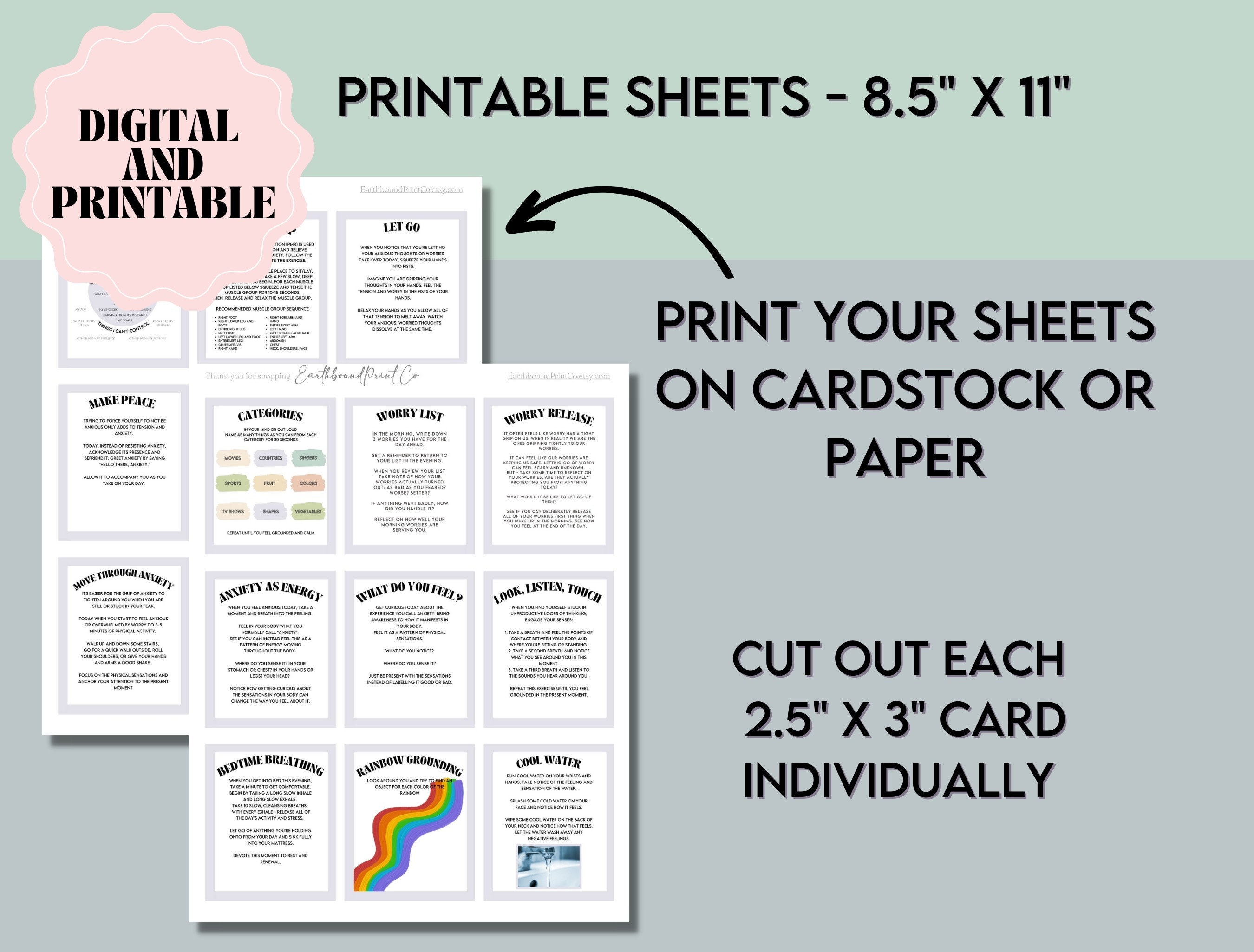 Grounding Techniques Coping Skills Cards Anxiety Cards - Etsy UK