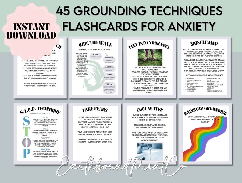 Grounding Techniques Coping Skills Cards Anxiety Cards - Etsy