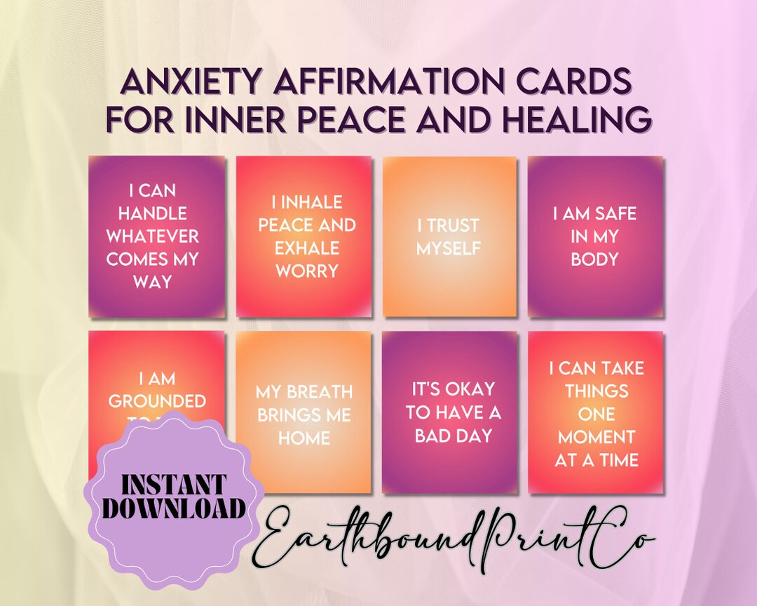 Anxiety Relief Affirmation Cards, Positive Aura Vision Board Printables ...
