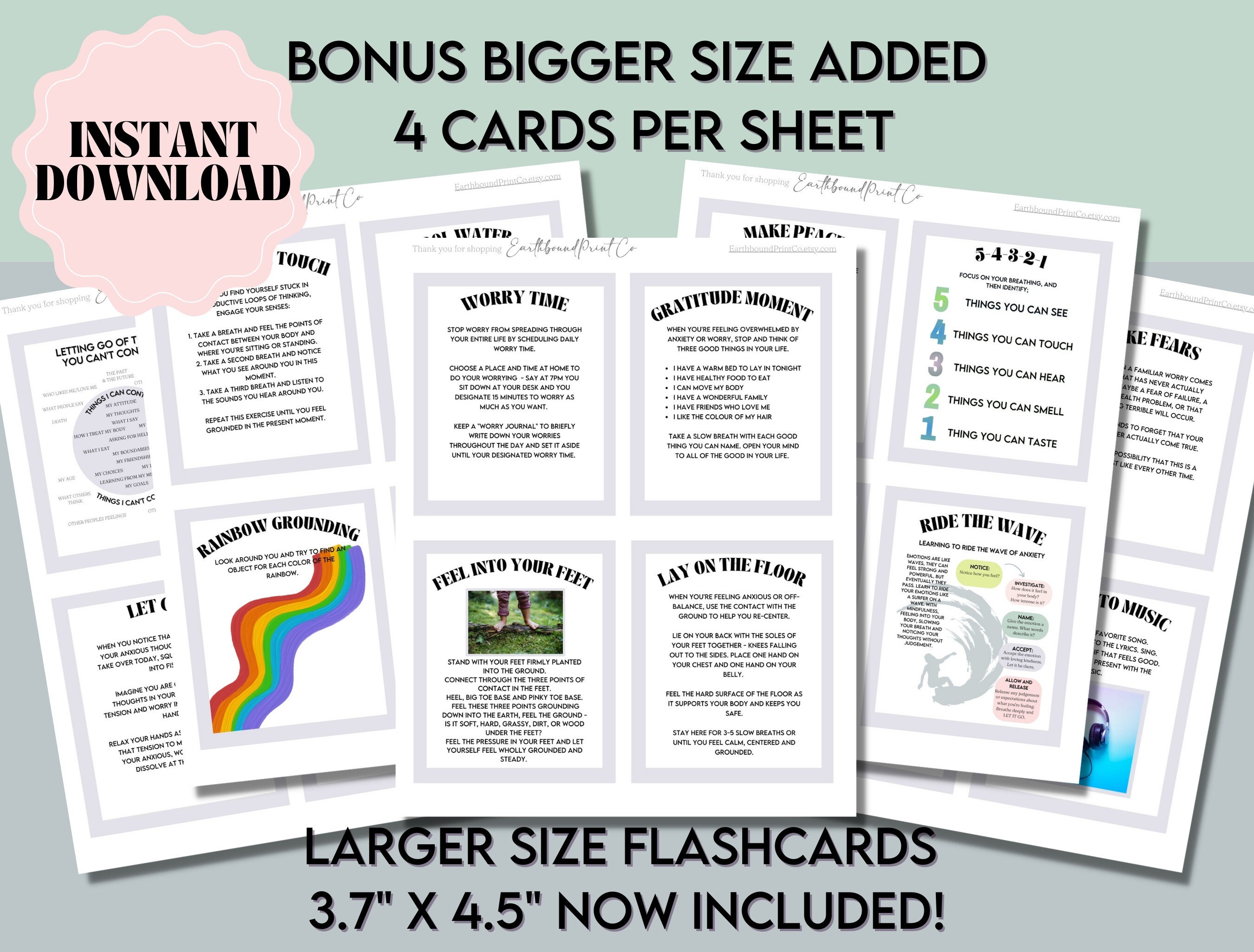 Grounding Techniques Coping Skills Cards Anxiety Cards - Etsy