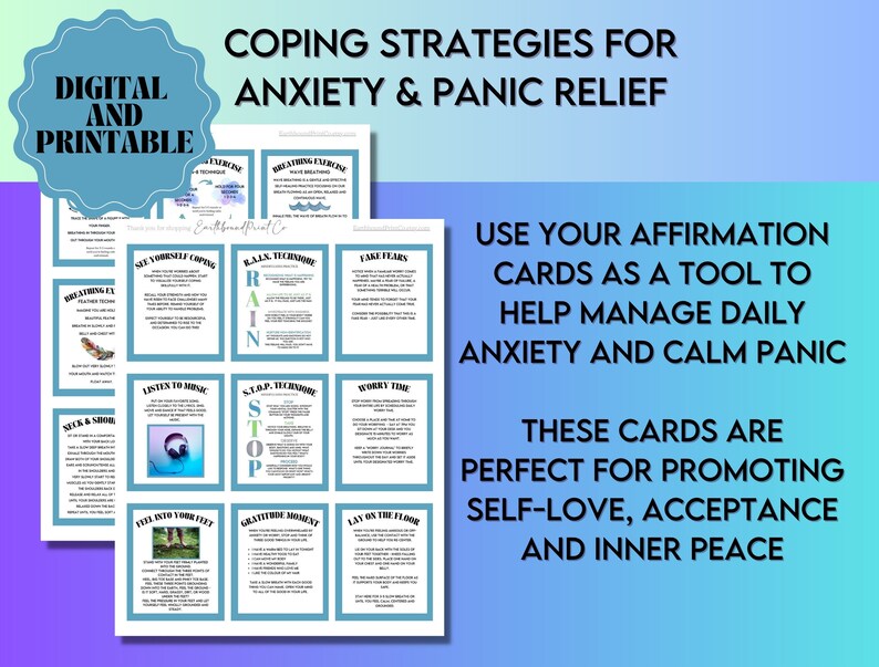 Grounding Techniques, Coping Skills Cards, Anxiety Cards, Calming ...