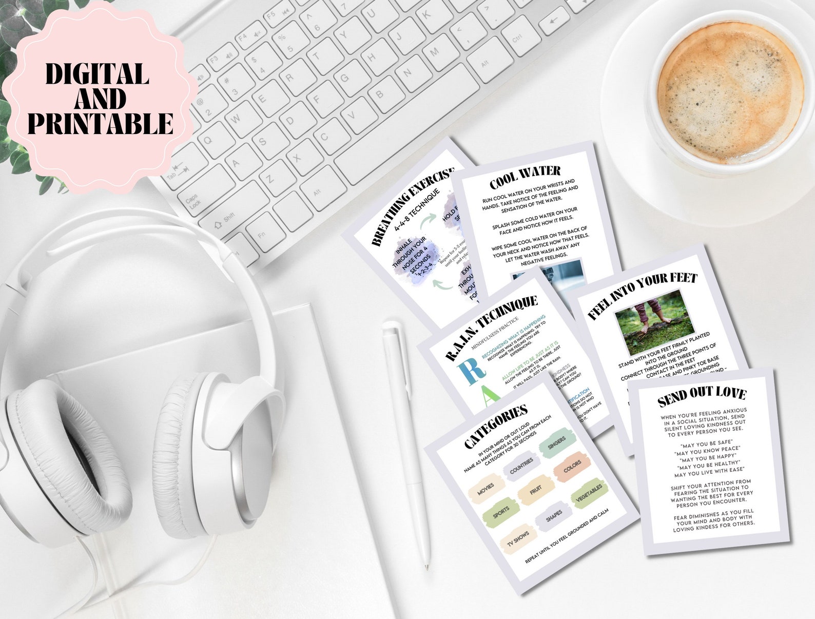 Grounding Techniques Coping Skills Cards Anxiety Cards - Etsy