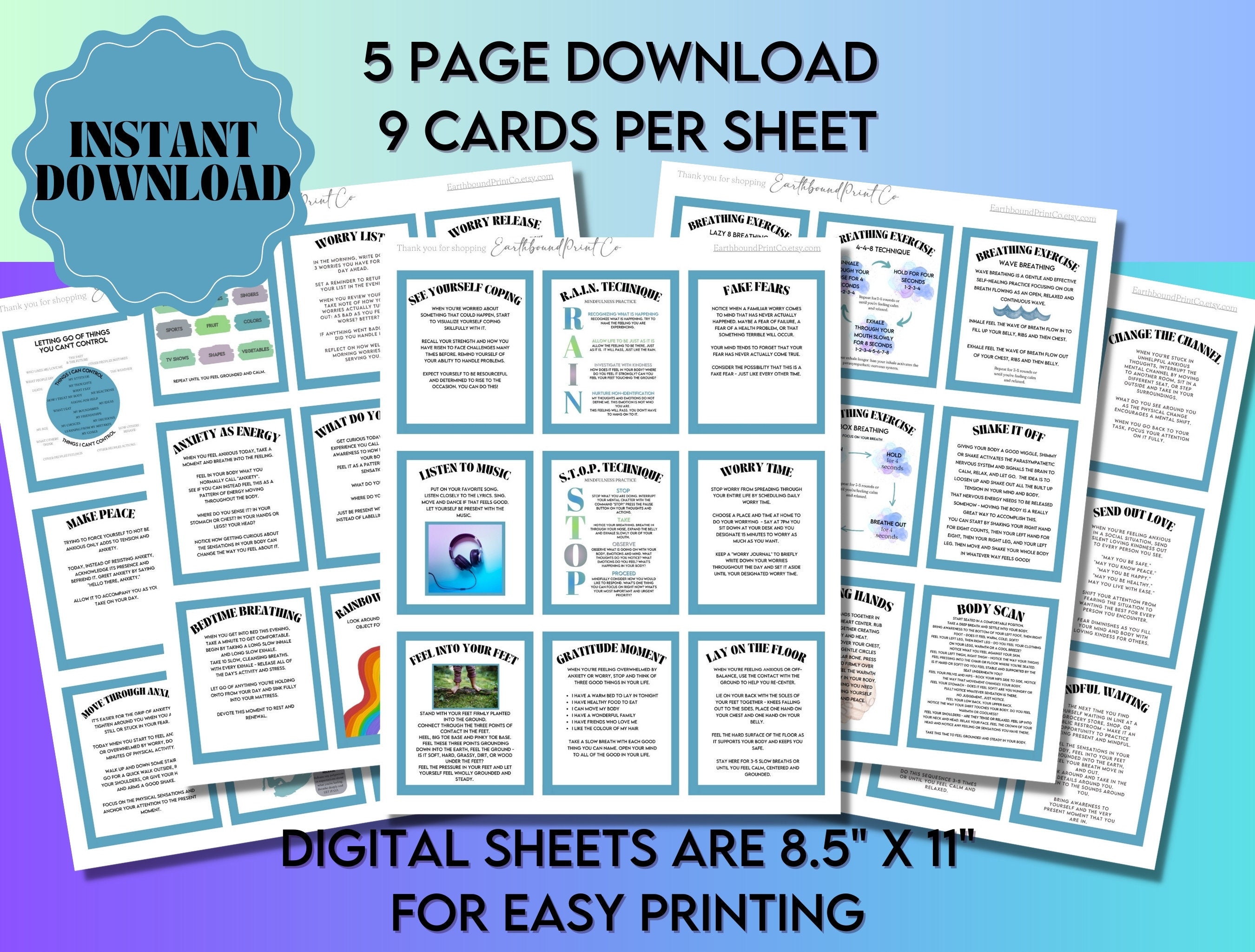 Grounding Techniques, Coping Skills Cards, Anxiety Cards, Calming ...