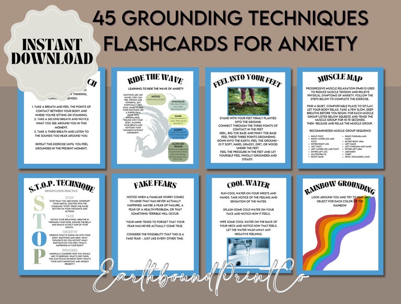 Grounding Techniques Coping Skills Cards Anxiety Cards - Etsy Australia