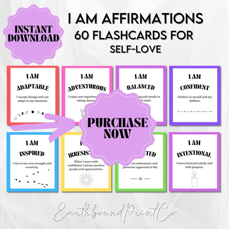 Positive Affirmations, Positive Quote Flash Cards, Mindfulness Cards ...