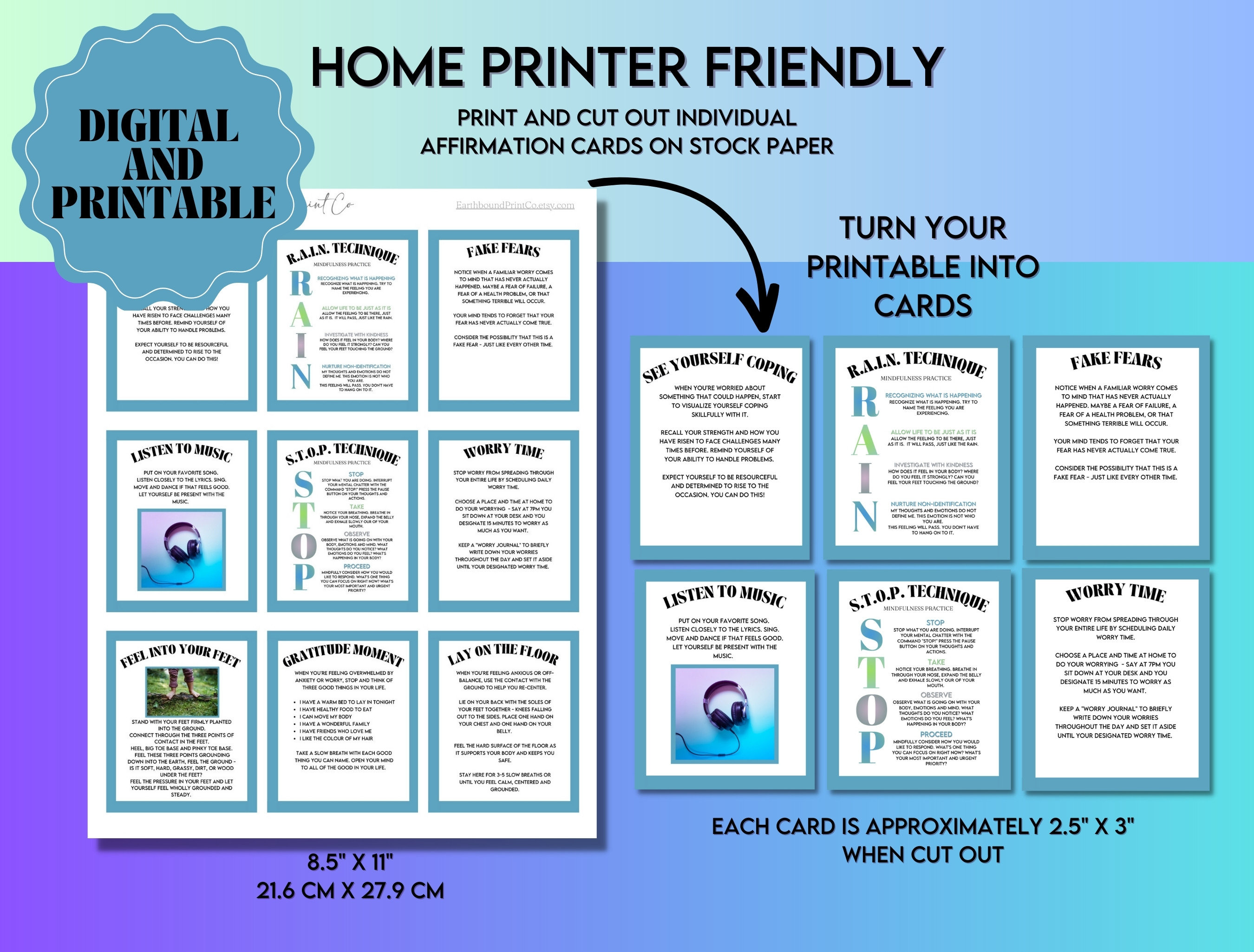 Grounding Techniques, Coping Skills Cards, Anxiety Cards, Calming ...
