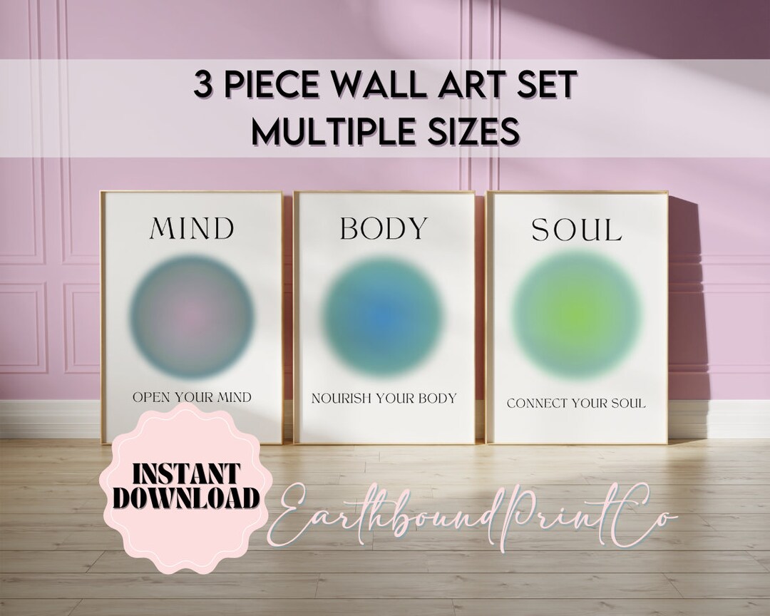 Mind Body Soul Aura Poster 3 Piece Wall Art, Positive Aura Posters ...